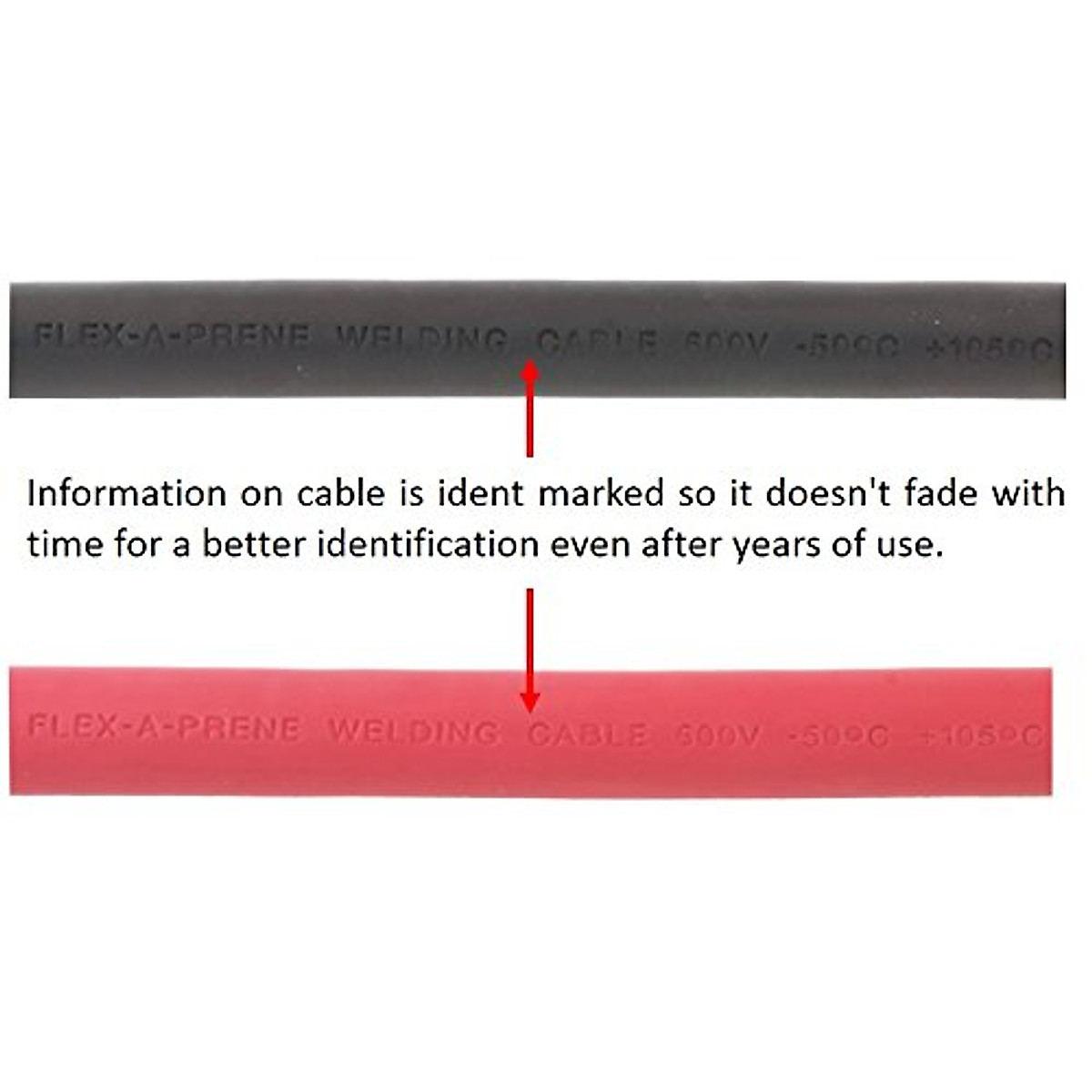 #1 Gauge AWG - Flex-A-Prene® - Welding/Battery Cable - Black & Red - 600 V - Made in USA (5 FEET OF EACH COLOR)