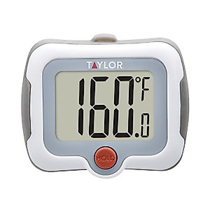 Taylor Pivoting Head Instant Read Digital Meat Food Grill BBQ Cooking Kitchen Thermometer with Protective Sleeve, Gray