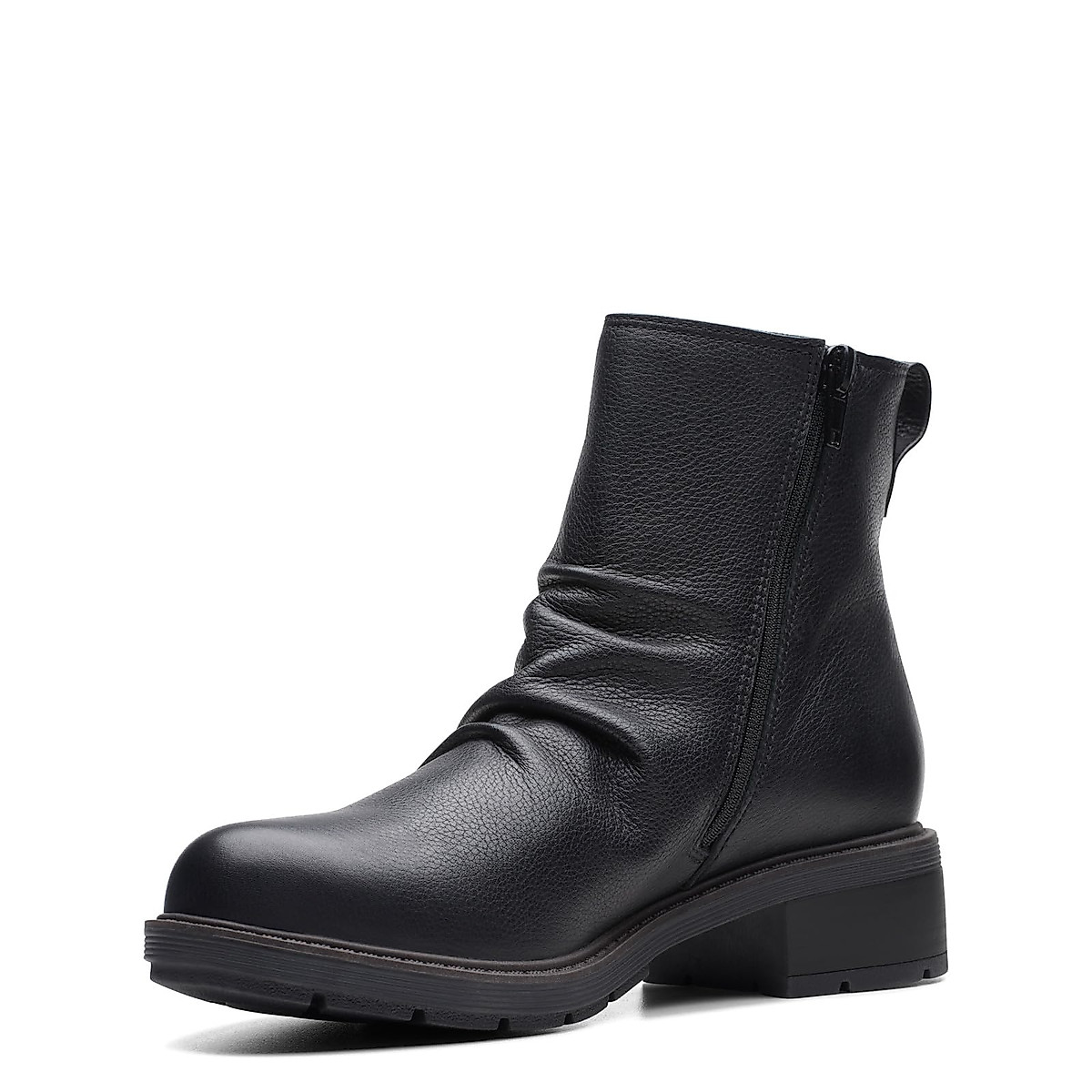 Clarks Women's Hearth Rose Mid Calf Boot, Black Leather, 10 Wide