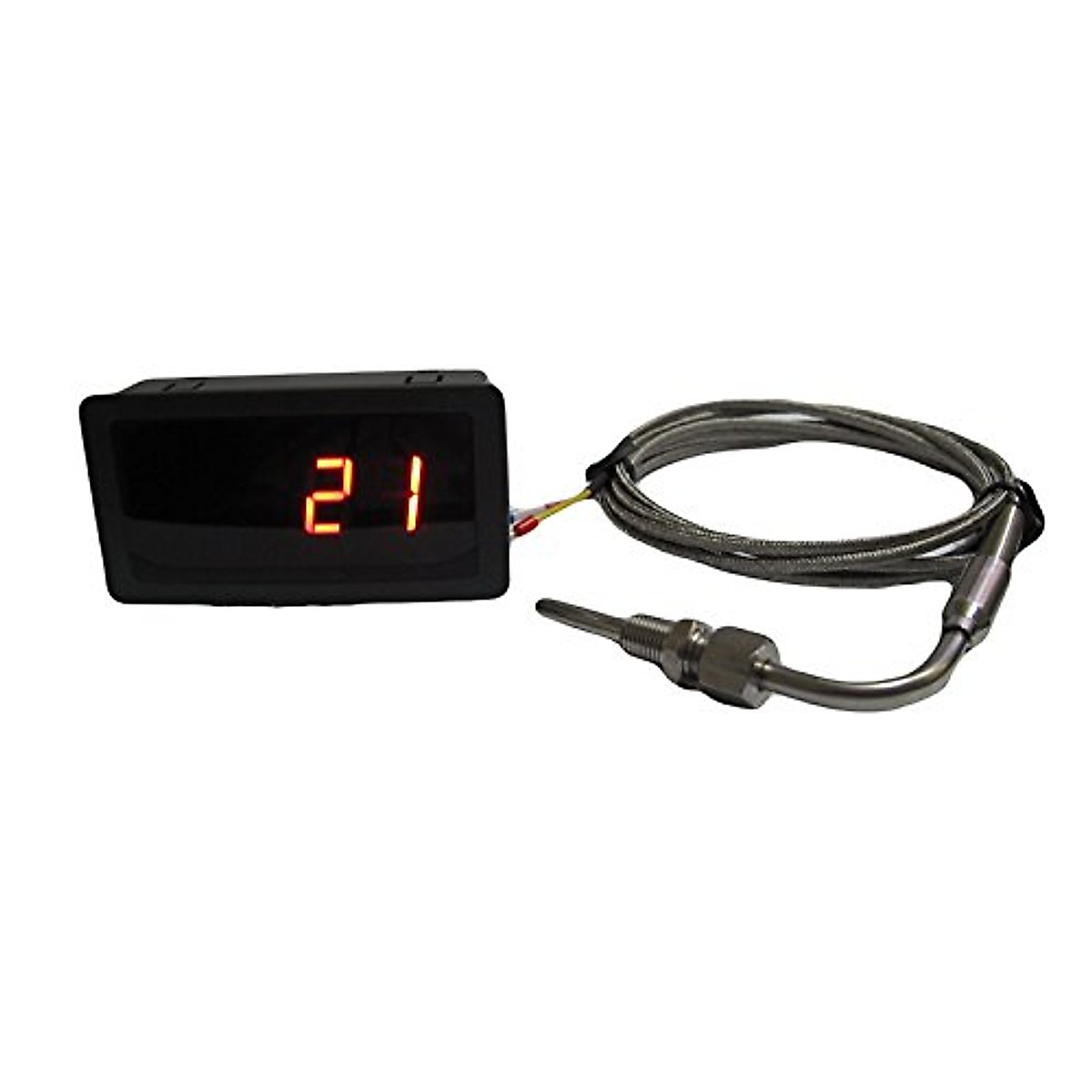 DTC EGT Sensors and Gauge (Red LED) for Exhaust Temperature Sensors with Weld Bund Combo Kit (Fahrenheit)