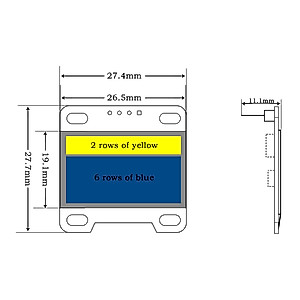 UCTRONICS 0.96 Inch OLED Module 12864 128x64 Yellow Blue SSD1306 Driver I2C Serial Self-Luminous Display Board for Arduino Raspberry Pi Pico