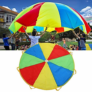 Dilwe Rainbow Umbrella Kids Play, Parachute Outdoor Activity Game Accessory for Multiple Children