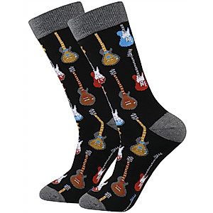 xiaomaizi Men's Funny and Crazy Music Dress Socks Novelty Cotton Casual Cool Crew Scoks for Men Size 9-12 (4 Pairs)