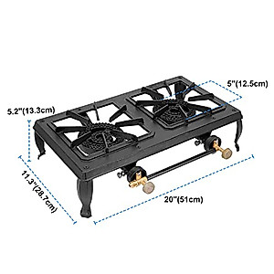only fire Cast Iron Camping Stove 2 Burner Stove Propane Gas Cooker for Outdoor Camping, Barbecue Grilling, Tailgating, Hiking