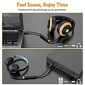 HOSONGIN 1/8 to 1/4 Stereo Headphone Adapter, 3.5mm to 1/4 inch Female Jack Cable Adapter and 1/4 inch to 3.5mm Female Jack Cable Adapter, Nylon Braided Jacket Gold-Plated Plug Double Shielding Cable