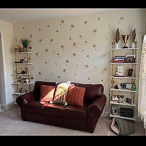 HEONITURE Industrial Gold Bookshelf-6 Tier Wall Mounted Ladder Bookshelf, Rustic Gold Storage Book Shelves Display Bookcases for Living Room/Home/Office