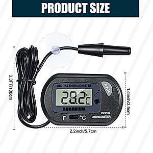 8 Pack Aquarium Thermometer Fish Tank Thermometer LCD Digital Thermometer Water Thermometer Reptile Thermometer with Suction Cup and 3.3ft Cord Fahrenheit/ Celsius for Fish Tank Terrarium Reptile