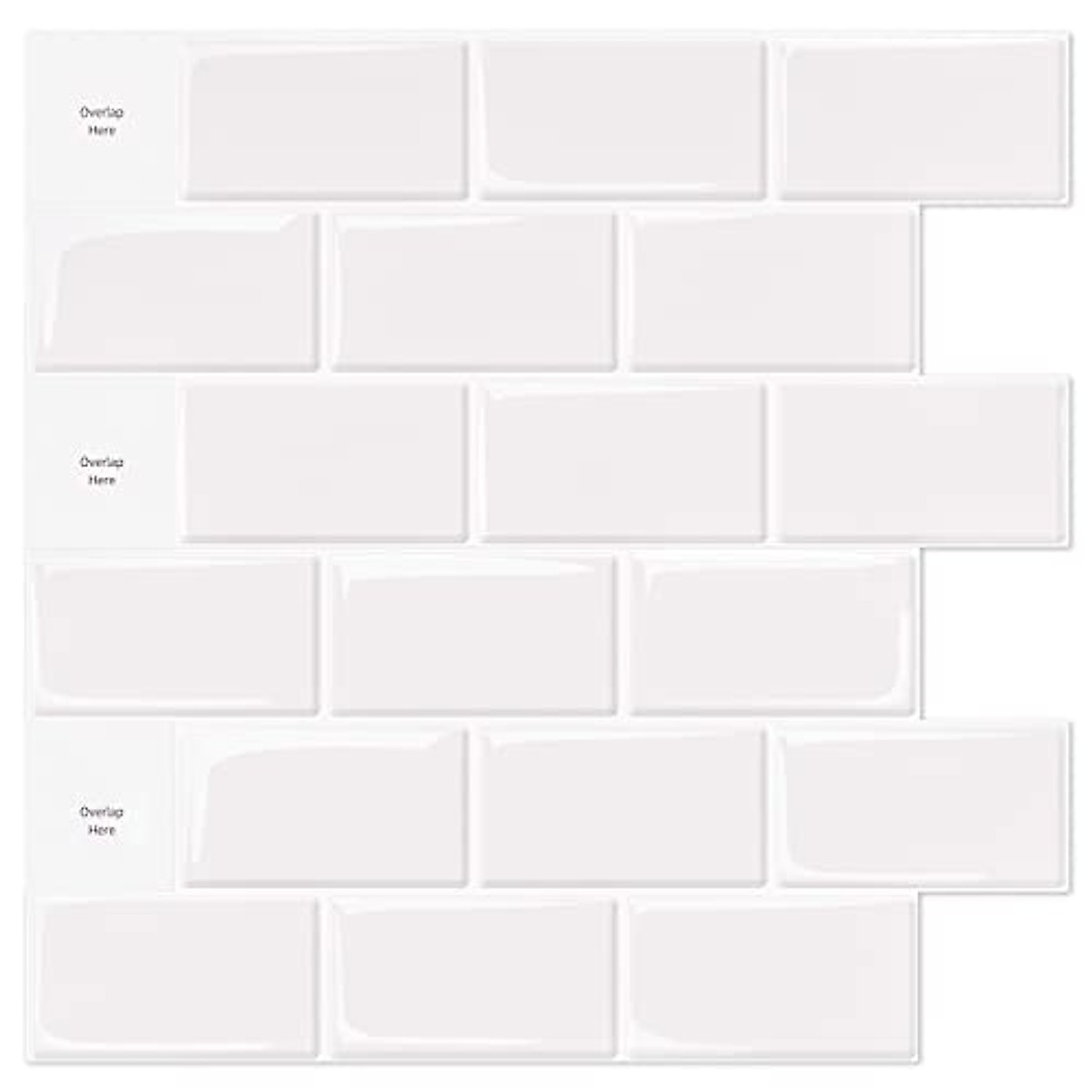 Art3d 10-Sheet Peel and Stick Tile Backsplash - 12"x12" Premium Kitchen Backsplash Peel and Stick Tile, White