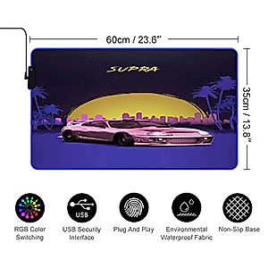 Anime Vaporwave Supra JDM Car Mouse Pad Gaming Mouse Pad RGB Laptop USB Illuminated LED Home Office Accessories Desk Pad