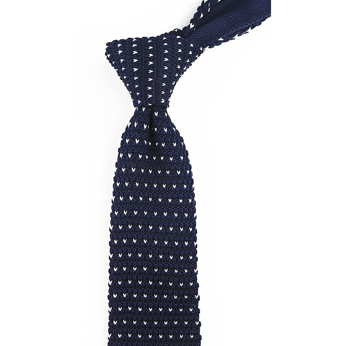 Men Vintage Casual Formal Skinny Knit Tie Navy Blue V Pattern Knitting Narrow Neckties