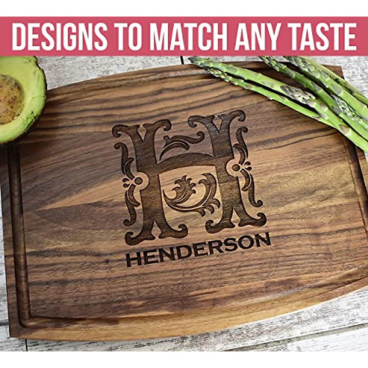 Brew City Engraving - Personalized & Custom Laser Engraved Walnut Cutting Boards - Monogram, Wedding & Family Themed Designs