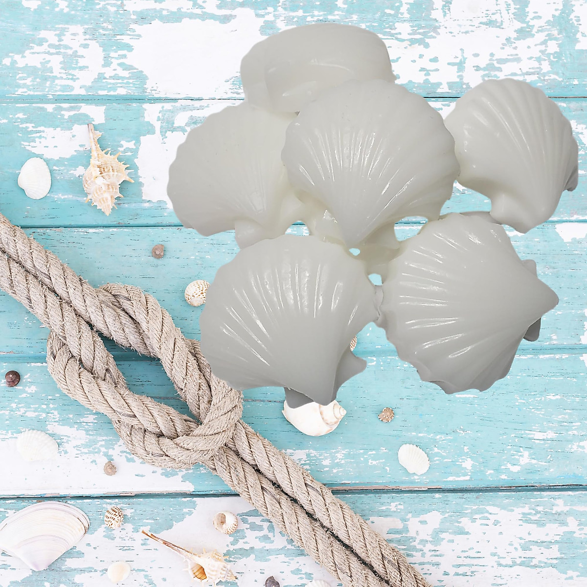 ABB Inc White Seashell Soaps for Nautical or Beach Theme Bridal Shower, Wedding or Baby Guest Bath, Beach Scented Glycerin - Pack of 20