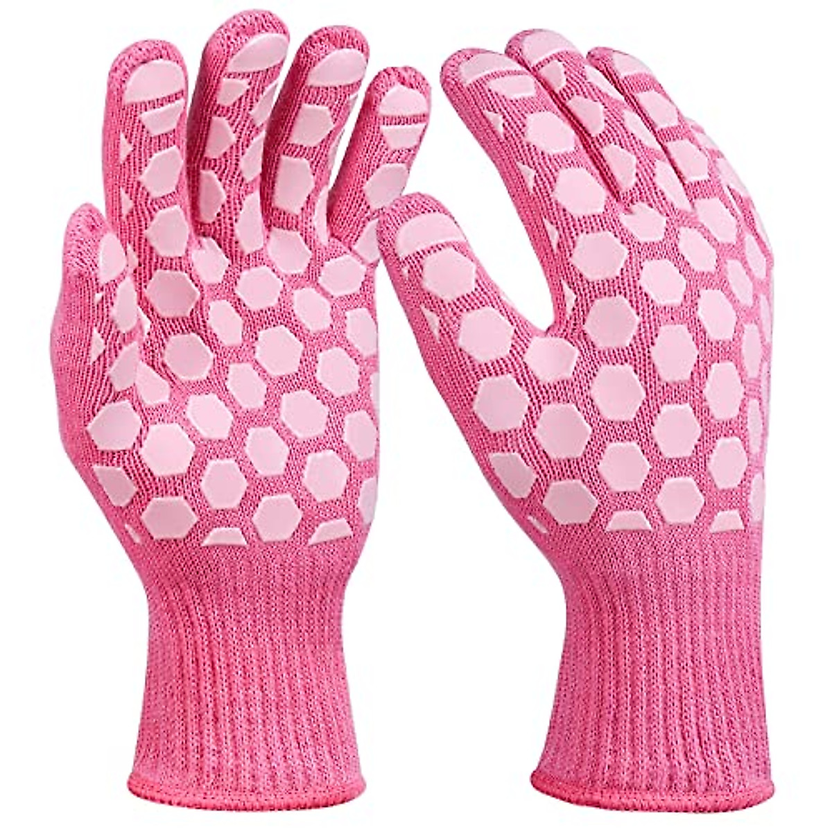 BESSTEVEN BBQ Grill Oven Gloves Mitt for Men Women 932℉/500℃ Heat Resistant Flexible Silicone Anti-Slip Pot Holder Gloves for Barbecue Kitchen Cooking Baking Camping Fire Pit Medium