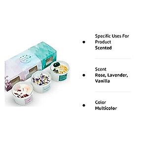 Crystals Galore 4U Healing Crystal Candles - Organic Candles with Pink Rose Quartz, Opal, & Green Aventurine Rose Scent, Lavender Vanilla Scent, Silver Mountain Scent Gift Set 20hrs Burning Time