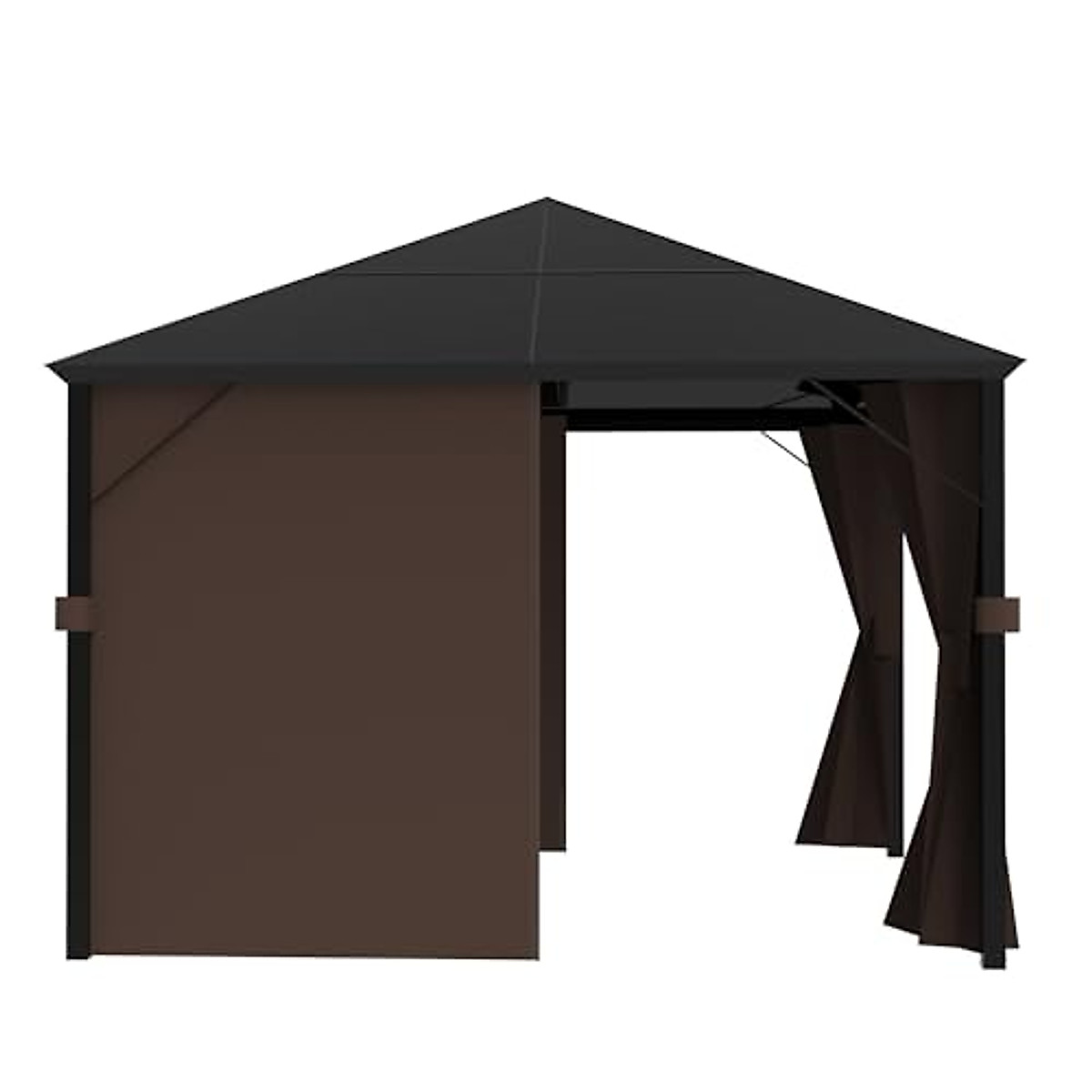 Sunshine Outdoor Replacement Gazebo Curtains 4 Panels with Zipper for Garden Patio Yard (10'x10', Brown)(Curtains Only)