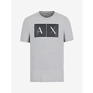 A|X ARMANI EXCHANGE mens Crew Quited Logo Tee T Shirt, Heather Grey, Medium US