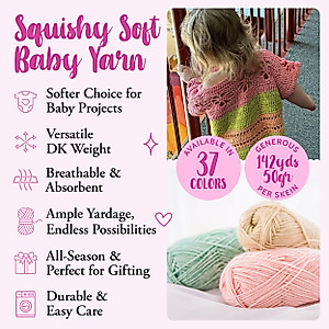 Cotton to The Core Cotton Yarn for Crocheting, 6 Skeins, 852Yds/300G, Free Patterns - Soft Baby Yarn for Knitting - 3 DK Light Worsted Weight - Almond Tan