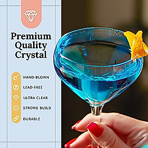 Nick and Nora Coupe Glasses – Martini Cocktail Glasses Set of 4 (5.7 oz) – Elegant Manhattan Glasses for Hosting Parties – Hand-Blown Lead-Free Crystal Cups