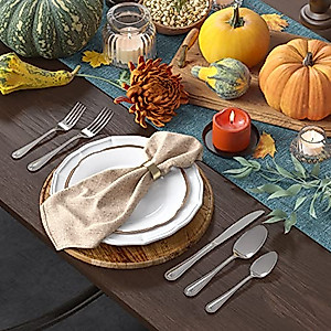 RiverRidge 10-162 Beaded 46 Piece Monogrammed Flatware Set, Letter R, No size, Silver