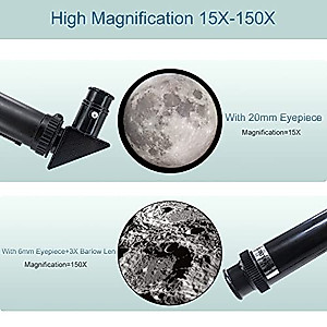 Telescope for Adults & Kids, 70mm Aperture Refractor Telescopes (15X-150X) for Astronomy Beginners, Portable Travel Telescope with Phone Adapter & Wireless Remote, Astronomy Gifts for Kids