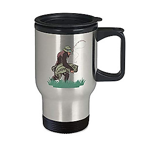 Funny Bigfoot Fishing Cup - Sasquatch Believe - 14oz Coffee, Tea Travel Mug
