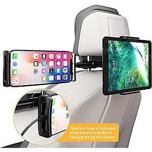 Holulo Headrest Tablet Holder with Dual Adjustable Positions,360° Rotation headrest Tablet Holder, Universal ipad Holder for car Backseat for 4" to 11" iPad/Tablet/Smartphone/Switch(2 Positions)