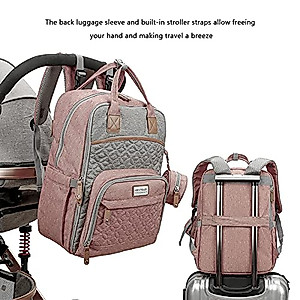 MOMIGO Baby Diaper Backpack - Large Capacity Water-Resistant Nappy Bag with Stroller Straps & Pacifier Case, Unisex and Stylish Travel Backpack&Outdoor Bag (Pink)