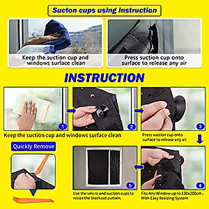 Goabroa (2 Pack Portable Baby Travel Windows Blackout Curtain, 78"x 50" Adjustable Temporary Blackout Shades with Suction Cups for Nursery or Dorm Room - Moon & Stars Pattern