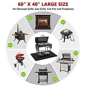 Protebox 60 x 40 inch Under Grill Mats for Outdoor Grill, Double-Sided Fireproof Deck and Patio Protector Mat, BBQ Mat for Under BBQ, Waterproof Oil-Proof Grill Floor Pads Fire Pit Mat Fireplace Mat
