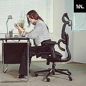 Wellnewlife Prestige Ergonomic Office Chair with Full Body Adjustability for 5ft 4in to 6ft 6in. Adjustable Height, Head, Arms, Seat Depth, Backrest, Recline. Swivel Mesh Office Chair, Blade (Black)
