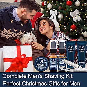 Shaving Kit for Men w/Straight Razor,Shaving Soap,2 PACK Shaving Cream,Pre-Shave Oil,After Shave Balm Gel,Mens Christmas Stocking Stuffers Gift for Men Husband Dad Him Unique Birthday Gifts Boyfriend