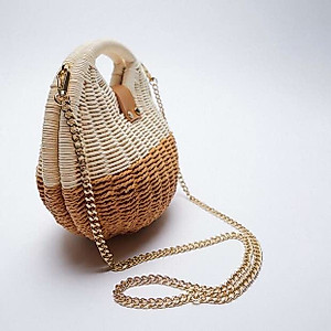 CEMDER Woven Bag One Shoulder Handbag Messenger Straw Bag Seashell Summer Seaside