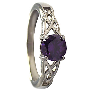 Fantasy Forge Jewelry February Celtic Birthstone Ring Purple Cubic Zirconia Engagement Band Size 10