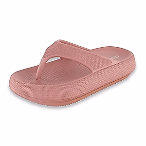 CUSHIONAIRE Women's Fling recovery cloud pool slides sandal with +Comfort, Blush 8
