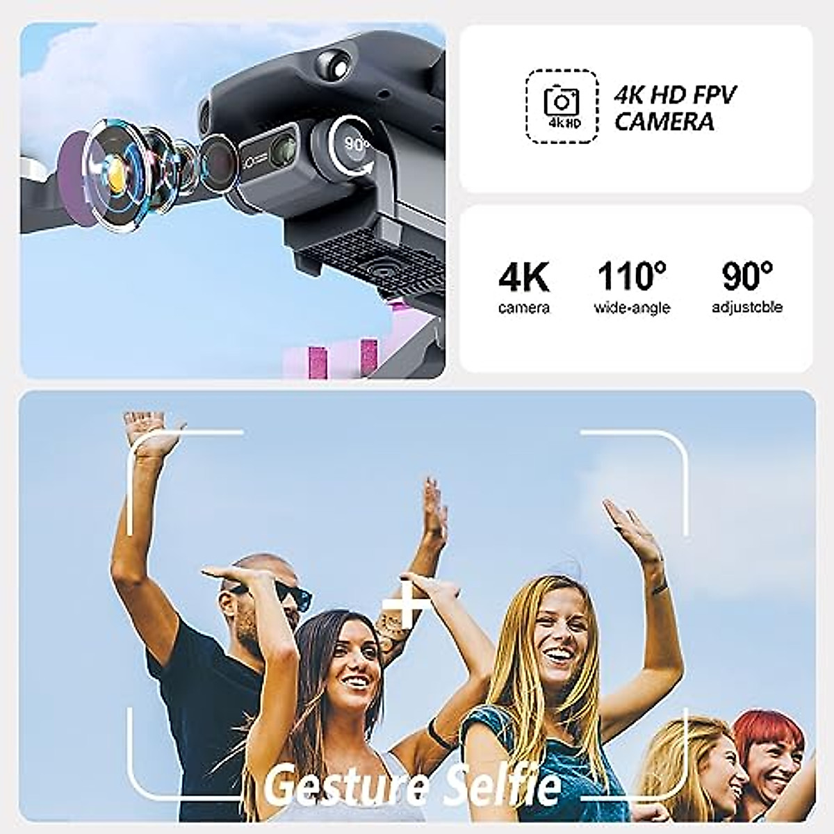 4DRC F12 GPS Drone with camera for Adults 4K 5G wifi FPV Live Video HD Camera,RC Quadcopter for Kids beginners with Brushless Motor, Return Home, GPS Follow Me, Carrying Case,2 Battery