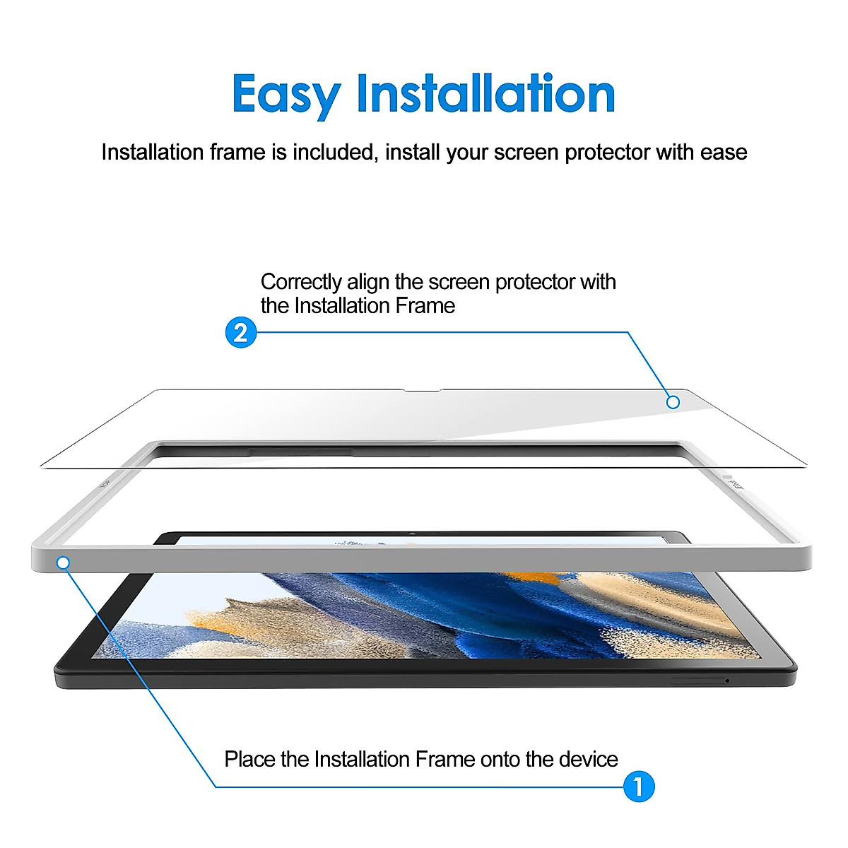 JETech Screen Protector for Samsung Galaxy Tab A8 (10.5-Inch, 2021 Model, SM-X200/X205/X207), 9H Anti-Scratch Tempered Glass Film, HD Clear with Easy Installation Tool, 2-Pack