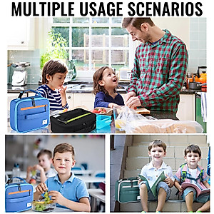 Genteen Insulated Lunch Bag, Lunch Box Kids Double Zipper Kids Lunch Bag,Durable Soft Bag & Freezable Lunch Bag Black Lunch Bag for Boys Mens Reusable Lunch Bag for School,Work,Outdoor