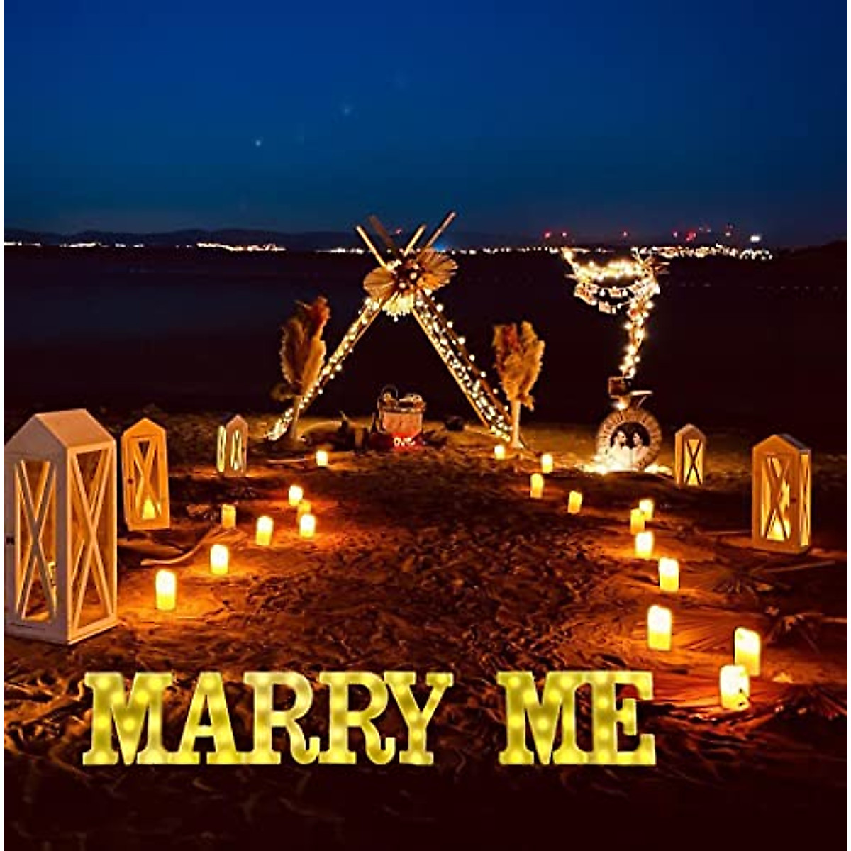 JUICYRAUL 7 LED Marquee Letter Lights Marry Me Sign，Marry Me LED Marquee Letter Lights，Marry Me Light up Letter Numbers for Romantic Proposal, Wedding Sign, Engagement Sign