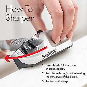 Smith's 51023 Adjustable Diamond Edge Grip Sharpener - Grey - Coarse & Fine Sharpeners - Compact - Stable Non-Slip Base – Pull Through Knife Sharpener