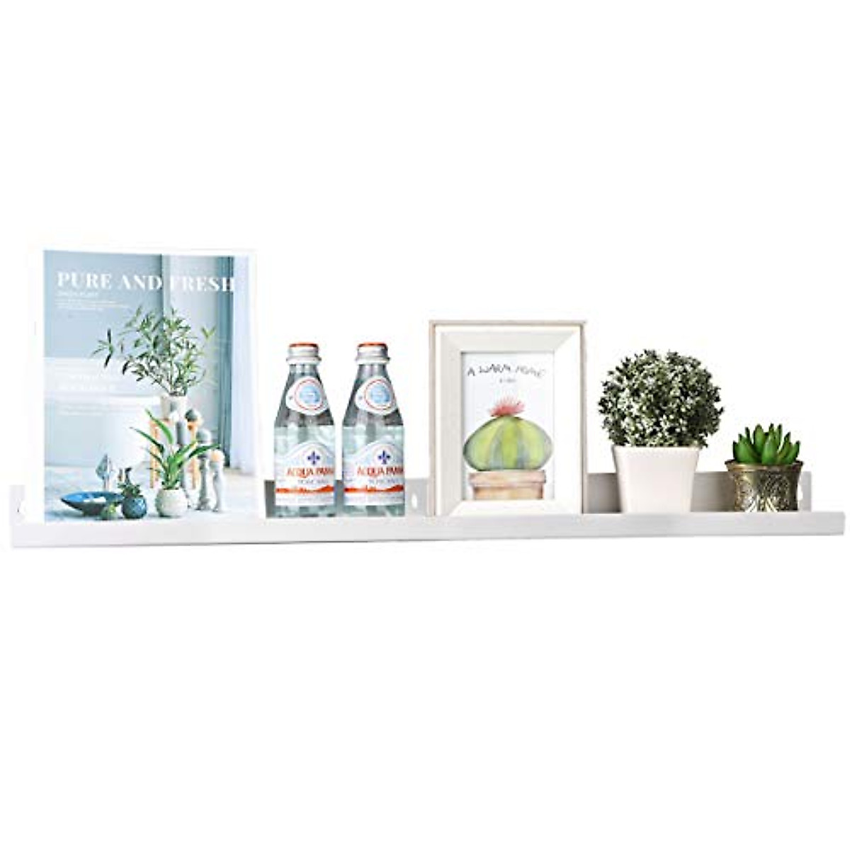 Hoanvi Metal Floating Shelves Storage for Photo Ledge Display, White Wall Mount Book Shelf Organizer for Kids, Wall Hanging Shelf Décor for Living Room, Entryway, Bathroom, Bedroom. (Set of 2)