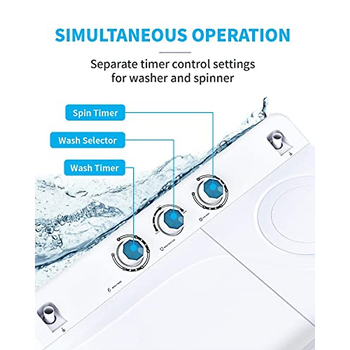 Bonnlo 26lbs Portable Washing Machine, Compact Mini Twin Tub Washer with 18LBS Washer & 8LBS Spin for Apartment, Dorms, RVs, Camping and More (White)