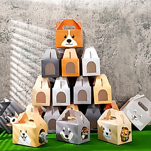 Fainne 24 Pcs Party Favors Boxes Treat Boxes Foldable Gift Boxes Candy Goodie Boxes Decorations Adopt Pet Gift for Birthday Wedding Bridal Shower Party Favors(Cute Dog)