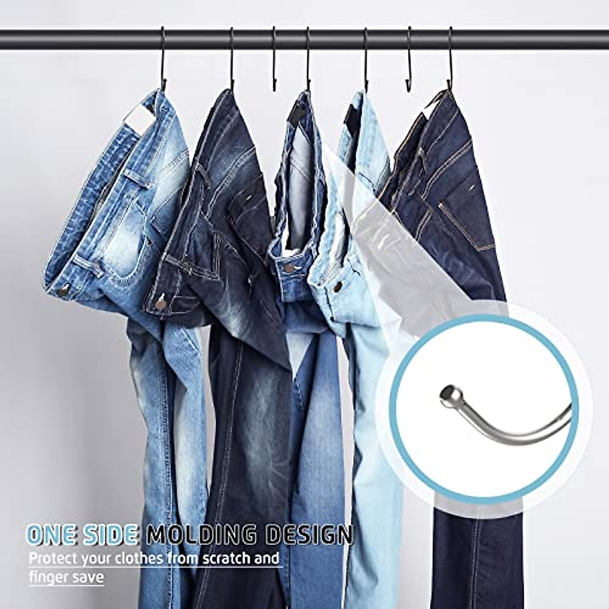 RELBRO 30 Pack Black S Hooks and Hat Rack for Baseball Caps