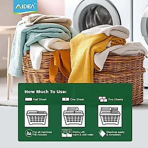AIDEA Laundry Detergent Sheets, Fresh Scent-(60 Loads) 30 Sheets, Laundry Sheets Detergent, No Plastic Jug, Lightweight & Easy To Use For Travel, Apartments, Dorms