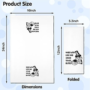 RZHV Made with Love and A Ton of Butter Kitchen Towel, Funny Retro Housewife Dish Towel Gift for Women Sisters Friends Mom Aunty Hostess Bake Lover, Housewarming New Home