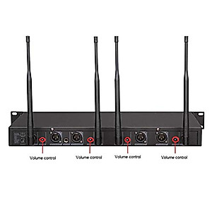 GTD Audio 4x800 Adjustable Channels UHF Diversity Wireless Cordless Handheld Microphone Mic System Ideal for Church, Karaoke, Dj Party, Range 450ft (4 Handheld Mics)
