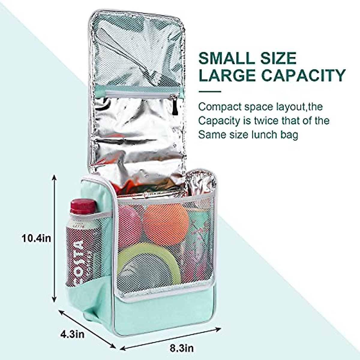 Amersun Lunch Box Kids, Insulated Lunch Bag Women Men, Cooler Bag for Teen Girls Boys Adult, Bento Box with Multi-Pocket for School Picnic Office Work, Easy to Clean (Spill-Resistant, Light Blue)