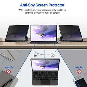 ProCase Privacy Screen Protector for Galaxy Tab S10 Plus/S9 FE Plus/ S9 Plus/ S8 Plus/ S7 FE/ S7 Plus 12.4 Inch, Anti-Spy Tempered Glass Film Guard for Samsung Tablet SM-X820/X610/X810/X800/T730/T970