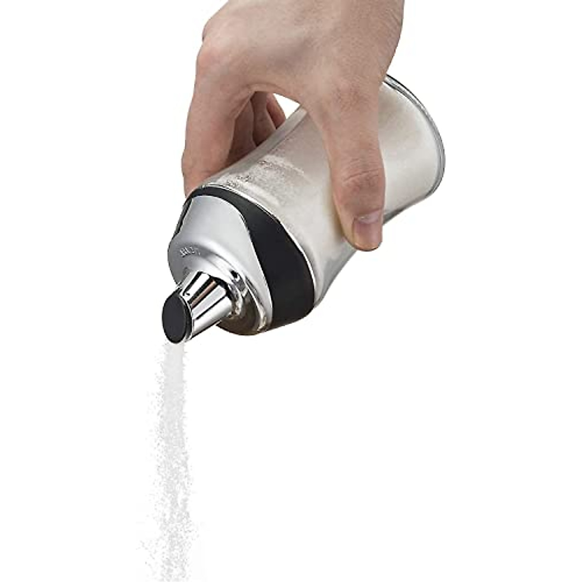 J&M Design 2-Pack Sugar Dispenser & Shaker For Coffee , Cereal , Tea & Baking with Pour Spout and Lid for Easy Spoon Measuring Pouring - 7.5oz Glass Jar Container - Coffee Bar Accessories & Essentials