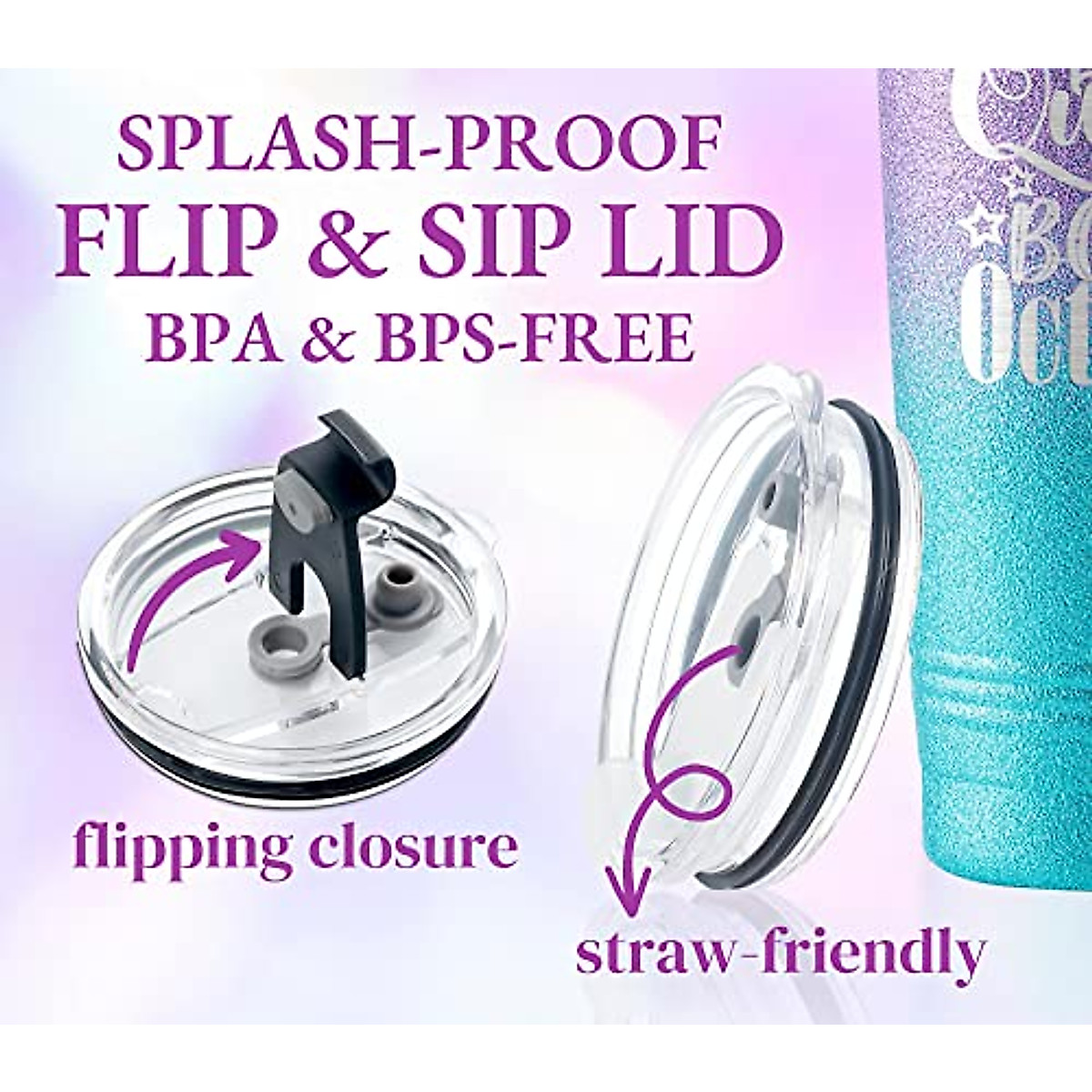 Onebttl Birthday Gifts for Women, Happy Birthday Tumbler for Her, Friends, 20 oz Insulated Cup with Funny Socks, Glitter Purple, Queens are Born in October